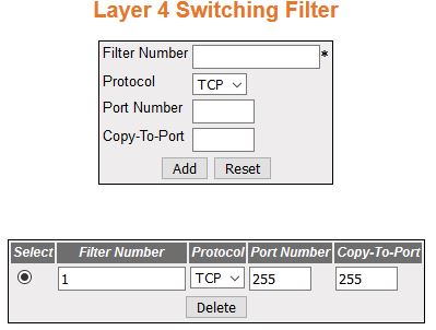 Layer 4 Switching Filter